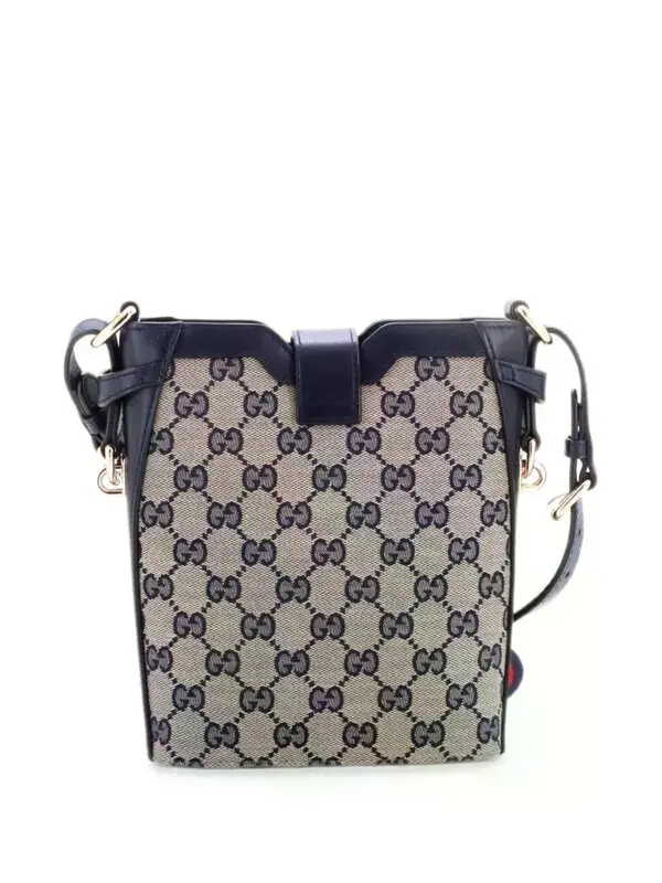 Gucci Gg Canvas With Leather Mini Bucket Bag - Blue