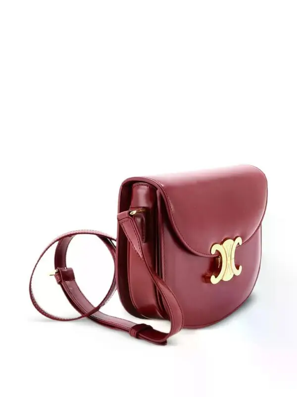 Celine Triomphe Besace Clea Flap Bag Leather Shoulder Bag - Red