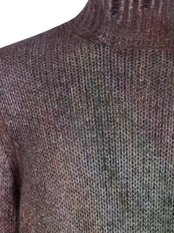 Avant Toi Distressed-effect Roll-neck Sweater - Brown