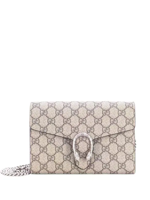Gucci Dionysus Chain Wallet Gg Coated Canvas Small Crossbody Bag - Red