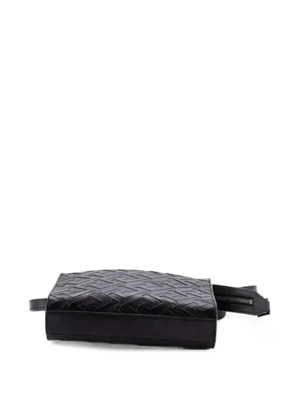 Versace Zip La Greca Embossed Leather Small Crossbody Bag