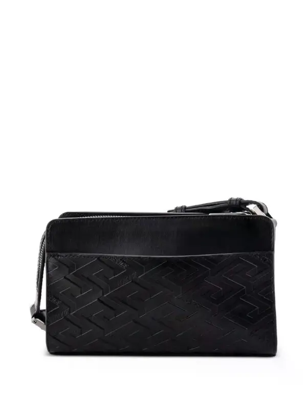 Versace La Greca Embossed Leather Small Crossbody Bag