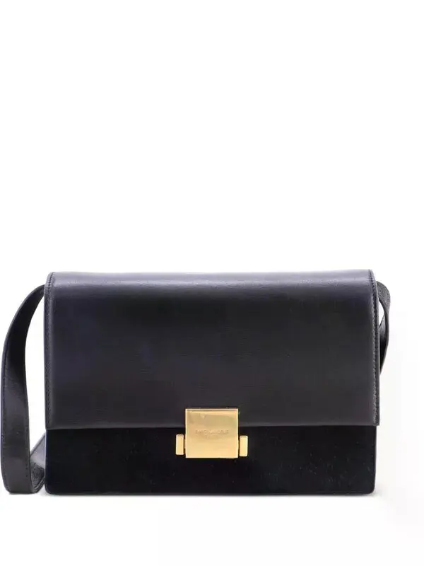 Saint Laurent Bellechasse Shoulder Bag Suede And Leather Medium Crossbody Bag - Black