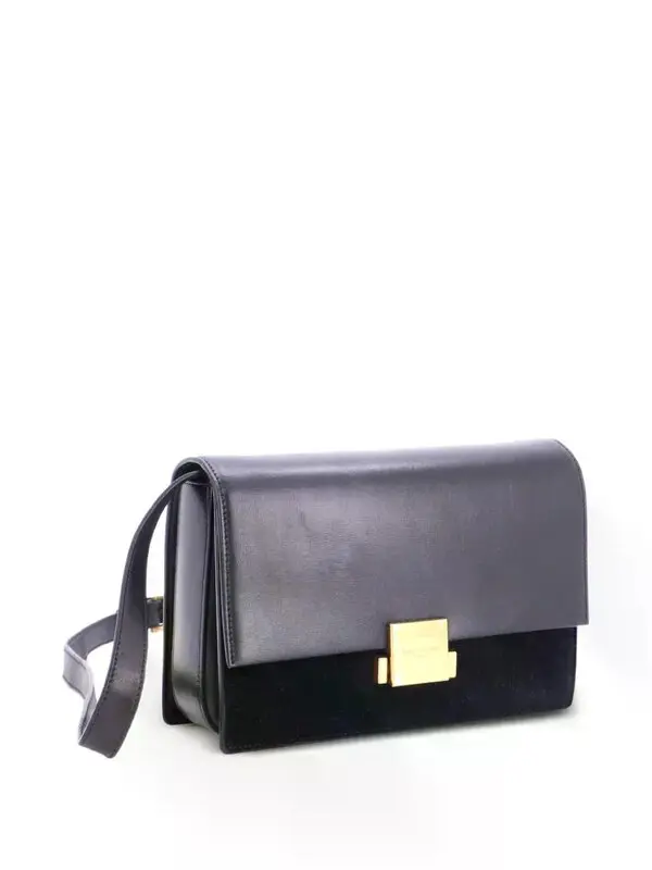 Saint Laurent Bellechasse Shoulder Bag Suede And Leather Medium Crossbody Bag - Black