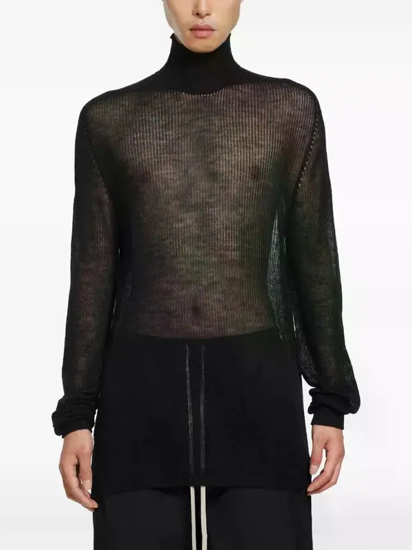 Rick Owens Tower Ribbed Cashmere Sweater - Black