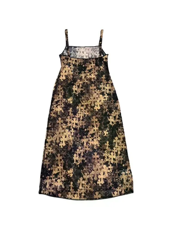 Chrome Hearts Cross-print Mesh Dress - Neutrals