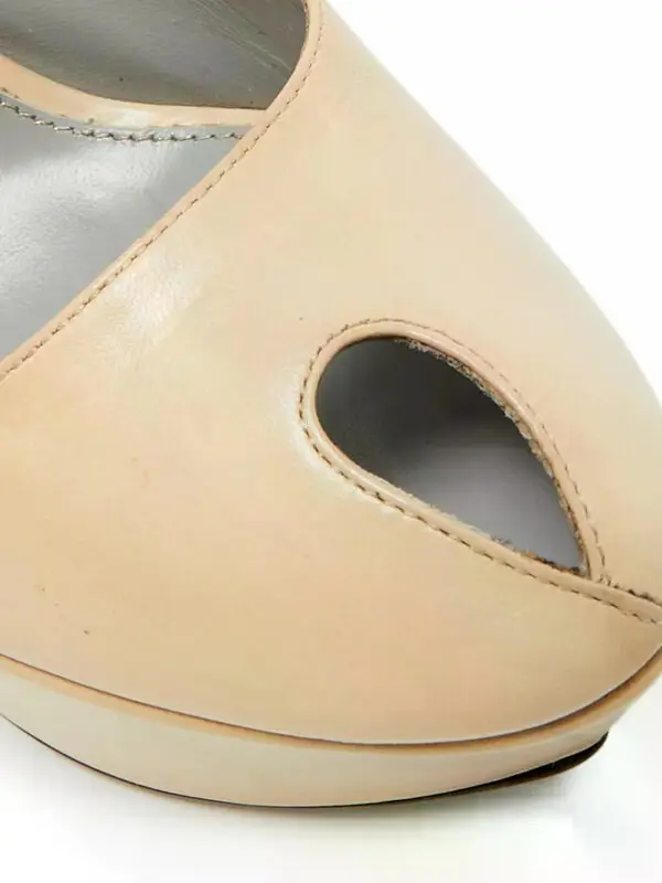 SERGIO ROSSI Cream Leather Cut-out Platform Stiletto Pumps