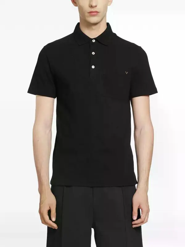 Valentino Garavani Vlogo Pocket Cotton Polo Shirt - Black