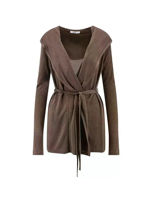 Max Mara Belted Lyocell-blend Cardigan - Brown