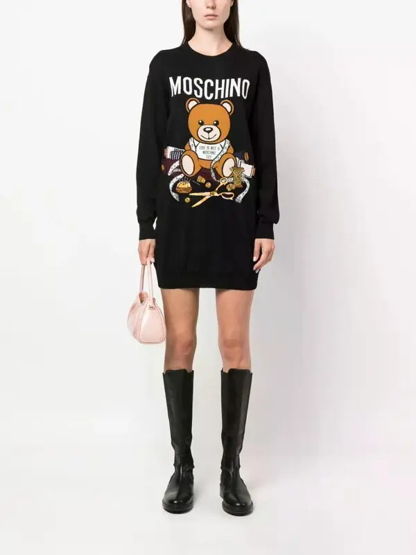 Moschino Intarsia-knit Cotton Mini Dress