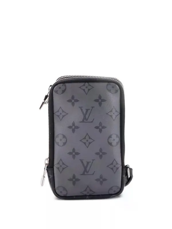 LOUIS VUITTON Double Phone Pouch Reverse Monogram Eclipse Canvas Clutch Bag