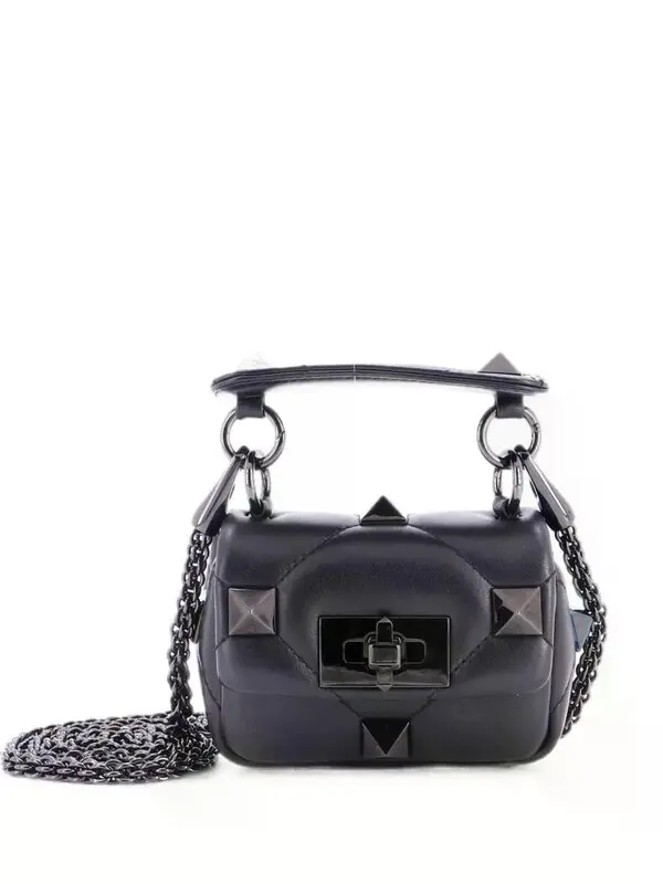 Valentino Garavani Roman Stud Flap Bag Quilted Leather Mini Shoulder Bag - Black