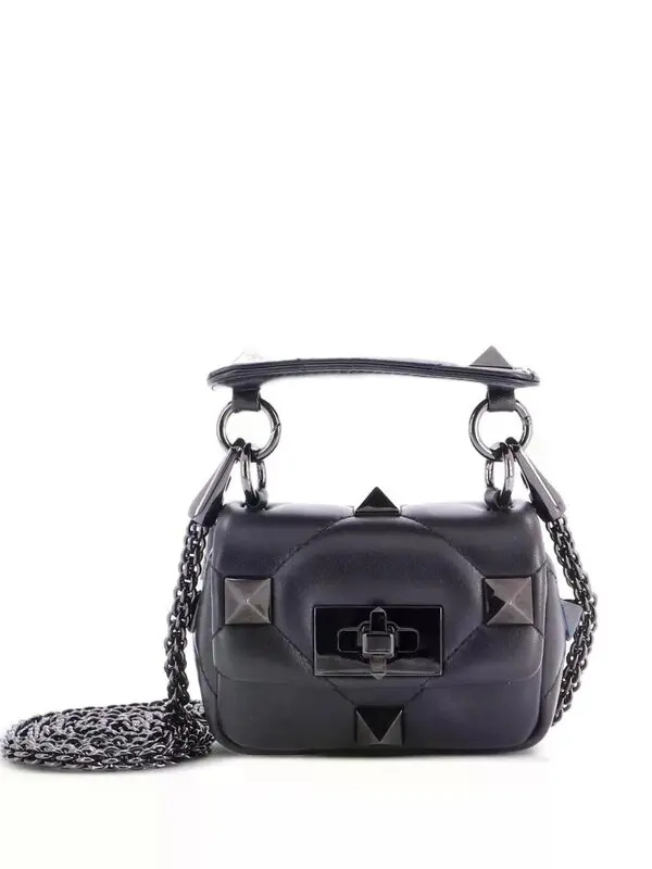 Valentino Garavani Roman Stud Flap Bag Quilted Leather Mini Shoulder Bag - Black