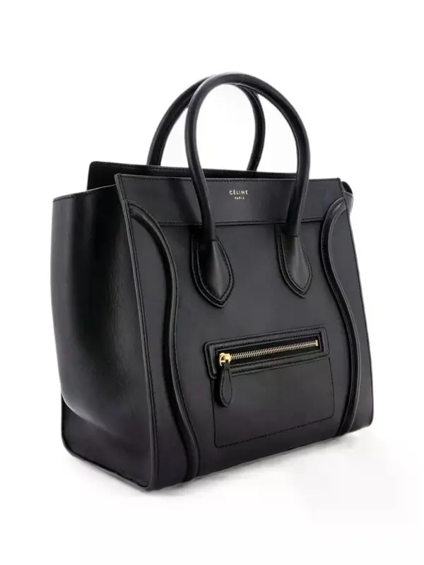 Celine Luggage Bag Smooth Leather Mini Tote Bag - Black