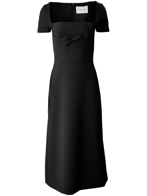 Carolina Herrera Bow-detail Square-neck Midi Dress - Black