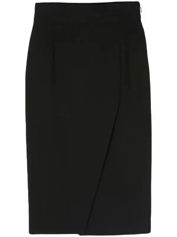 Moschino Front-slit Crepe Midi Skirt - Black