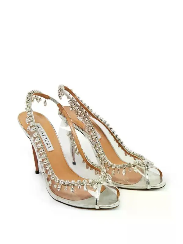AQUAZZURA Starburst Crystal-embellished Slingback Heeled Pumps