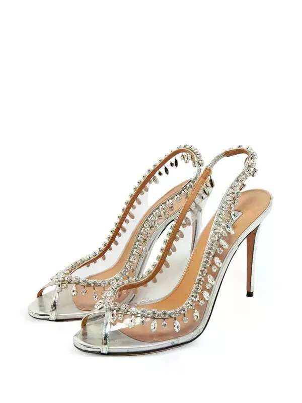 AQUAZZURA Starburst Crystal-embellished Slingback Heeled Pumps