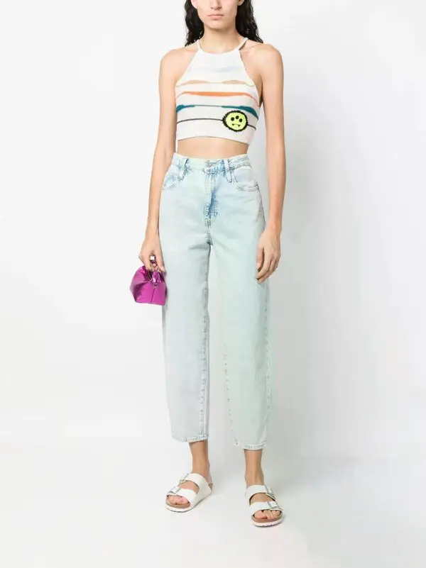 BARROW Halterneck Knitted Crop Top - Neutrals
