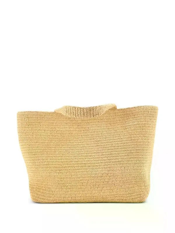 Saint Laurent Raffia Logo Tote Bag - Neutrals