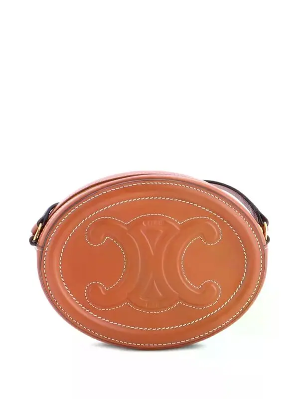 Celine Triomphe Oval Leather Crossbody Bag - Brown