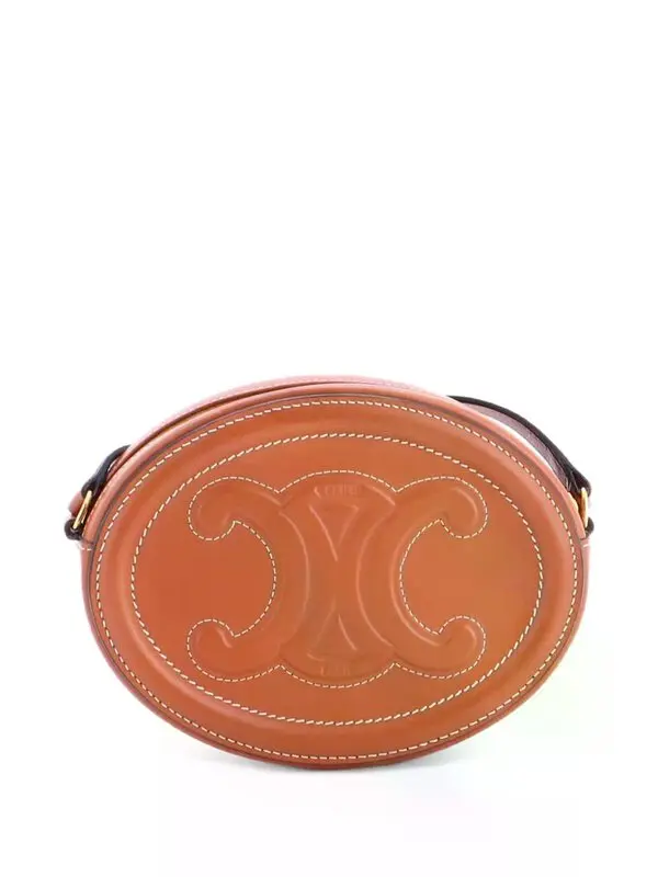 Celine Triomphe Oval Leather Crossbody Bag - Brown