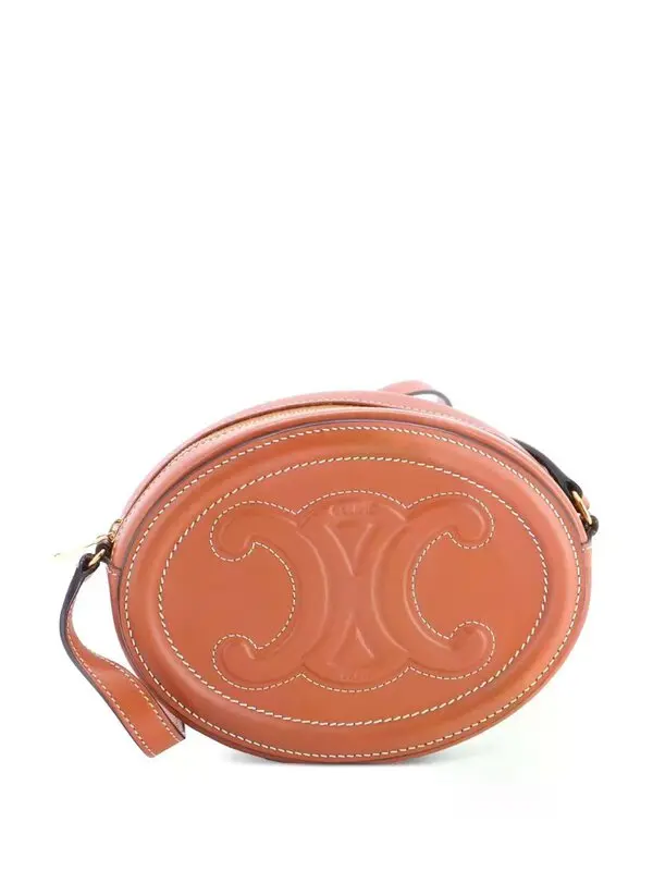 Celine Triomphe Oval Leather Crossbody Bag - Brown