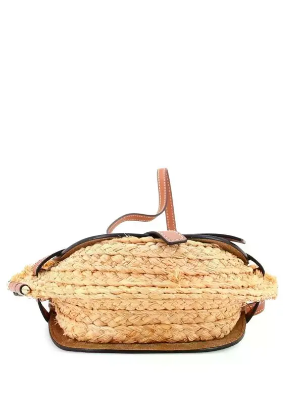 Loewe Gate Leather Shoulder Leather With Raffia Mini Crossbody Bag