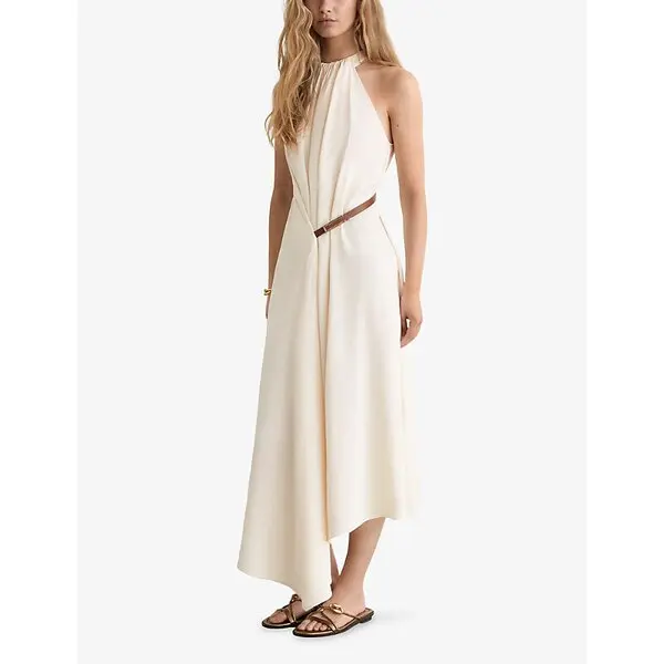 REISS Evie Gathered Belted Maxi Dress