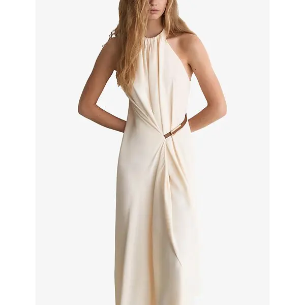 REISS Evie Gathered Belted Maxi Dress