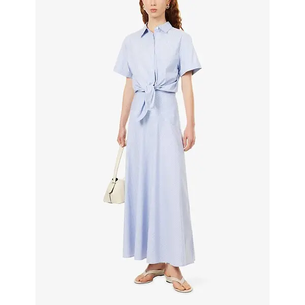Theory Tie-front Pinstripe Cotton-blend Shirt