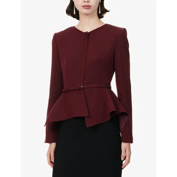 Roland Mouret Peplum Asymmetric Wool-and-silk Jacket
