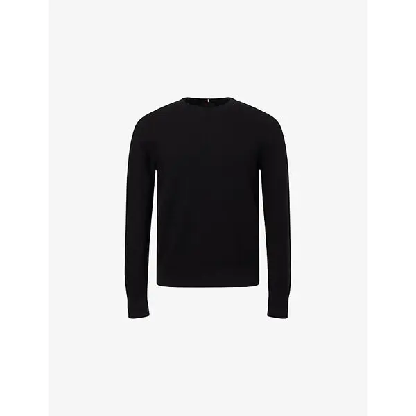 Moncler Crewneck Logo-patch Cotton Jumper - Black