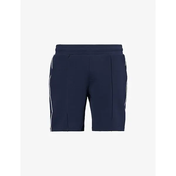 ARNE Everyday Luxe Piping Cotton-blend Track Shorts - Navy