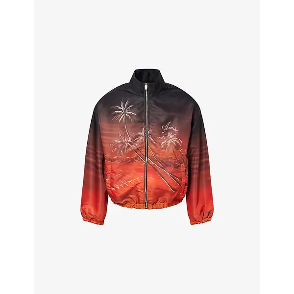 Amiri Palms Logo-print Woven Bomber Jacket - Mandarin