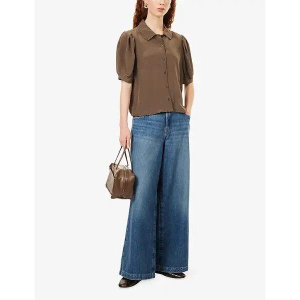 FRAME The Prim Scalloped-edge Silk Blouse