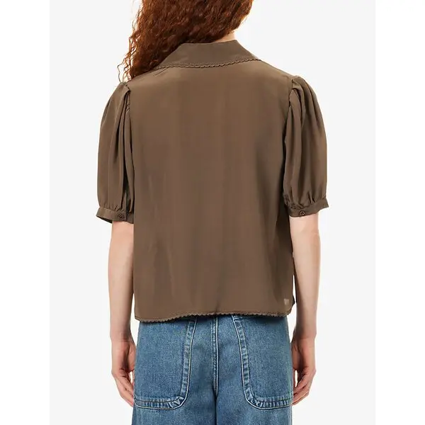 FRAME The Prim Scalloped-edge Silk Blouse