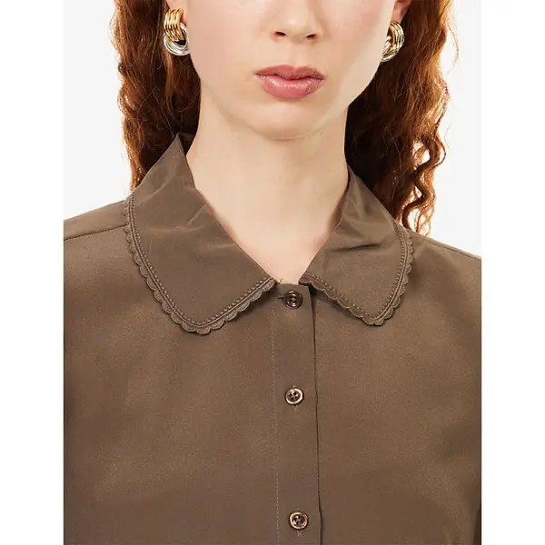 FRAME The Prim Scalloped-edge Silk Blouse