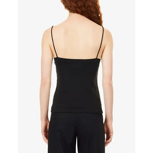 ST. AGNI Square-neck Stretch-rib Cotton Vest Top