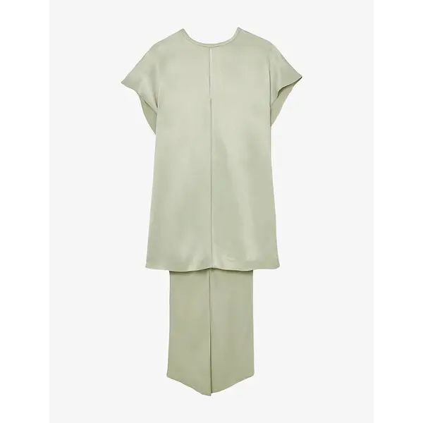 REISS Alice Cape-detail Short-sleeve Satin Mini Dress - Silver