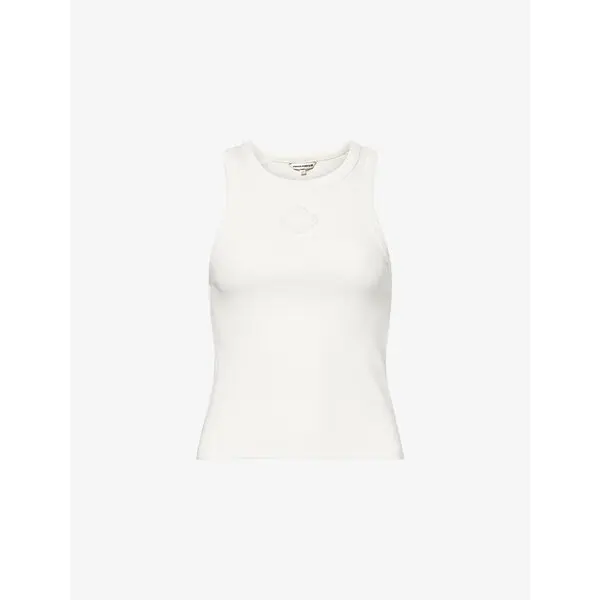 THE COUTURE CLUB Scoop-neck Ribbed Cotton Vest Top - Offwhite