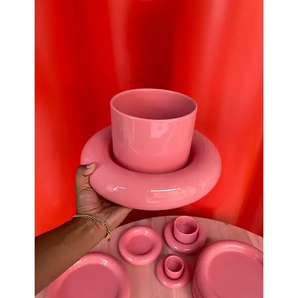 GUSTAF WESTMAN Chunky Flower Earthenware Pot - Pink