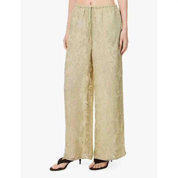 PRETTY LAVISH Inca Floral Jacquard Wide Leg Trousers