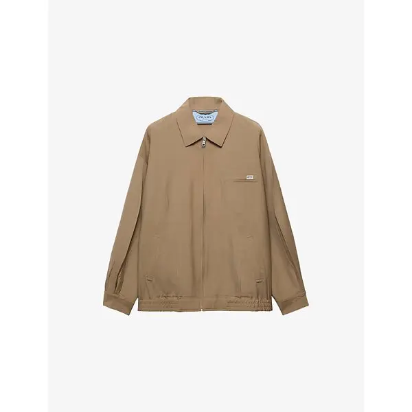 Prada Logo-patch Mohair Wool Blouson Jacket - Brown