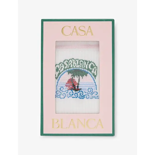 Casablanca Palm Tree Emblem Stretch Cotton-blend Socks