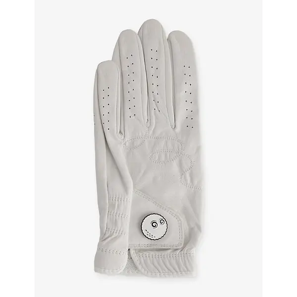 MALBON Branded Leather Golf Gloves - White
