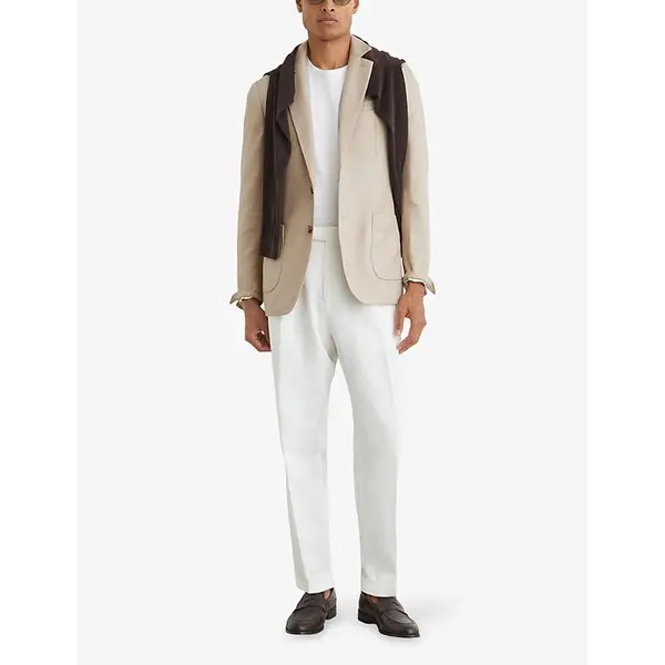 REISS Pelmet Herringbone-weave Wool-blend Blazer
