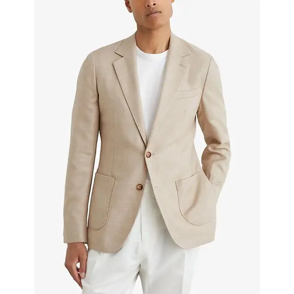 REISS Pelmet Herringbone-weave Wool-blend Blazer