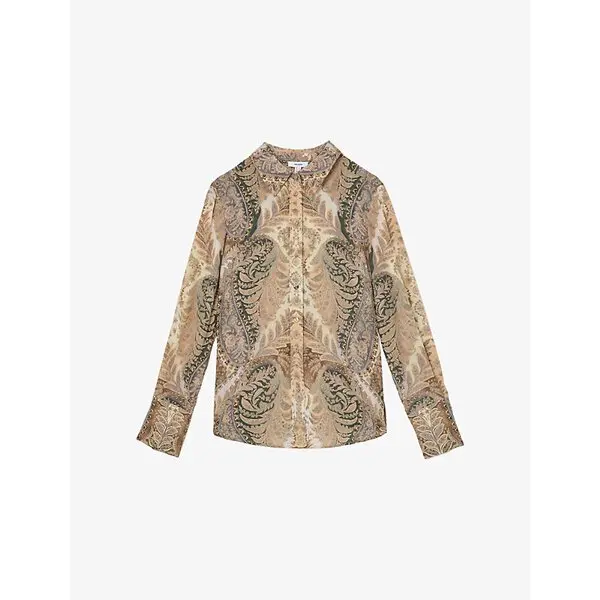 REISS Katiya Paisley-print Woven Shirt - Grey Neutral
