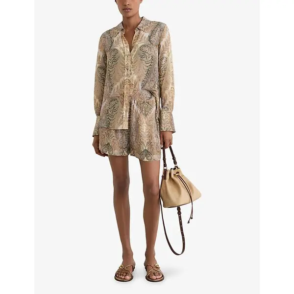 REISS Katiya Paisley-print Woven Shirt - Grey Neutral